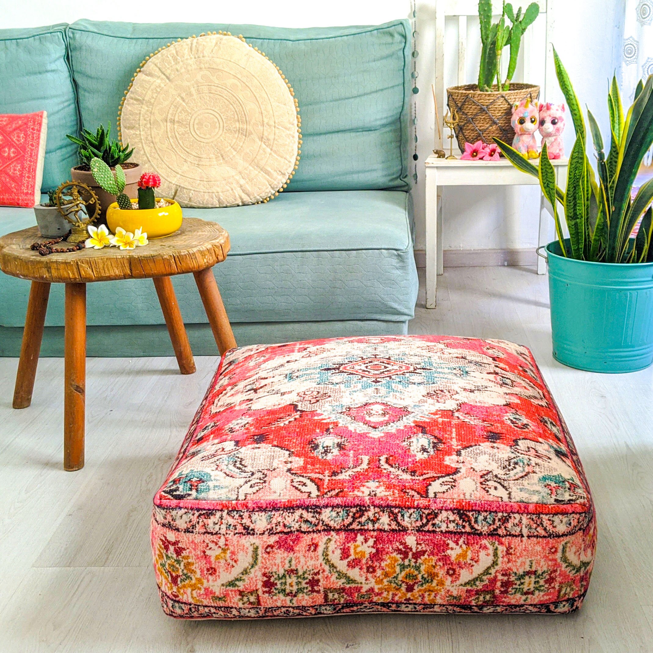 Bohemian Pouf Ottoman COVER Boho Floor Cushion Moroccan | Etsy