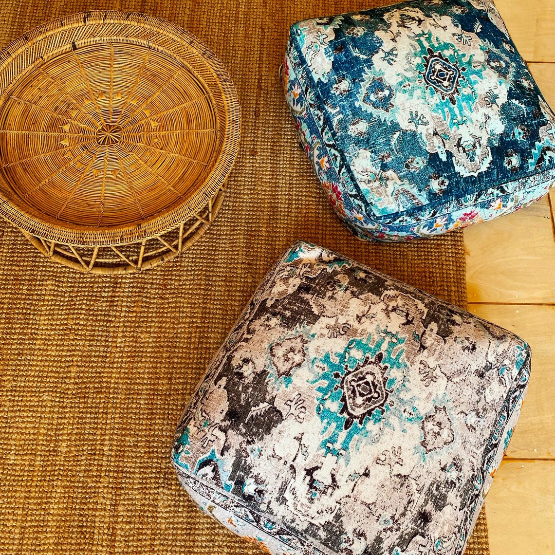 Bohemian Floor Cushion Cover 24x8 Inches Square Meditation - Etsy