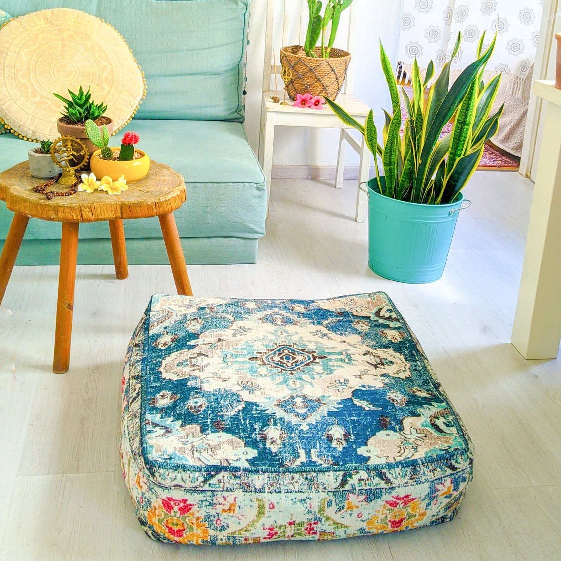 Boho Pouf Cover Set Bohemian Décor Large Floor Cushions - Etsy