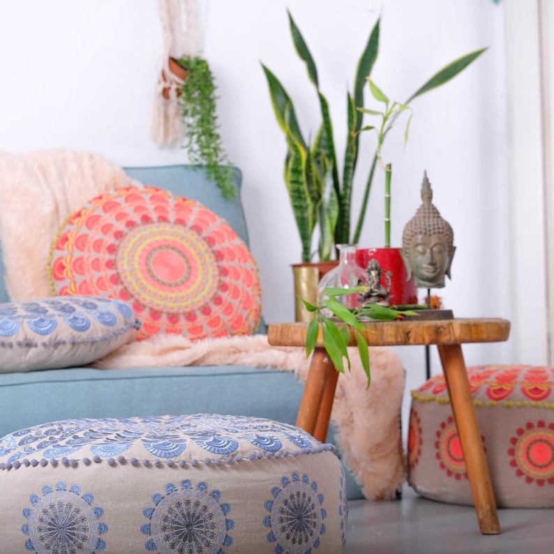 Bohemian Pouf Ottoman Cover Room Décor Pouffe for Meditation - Etsy