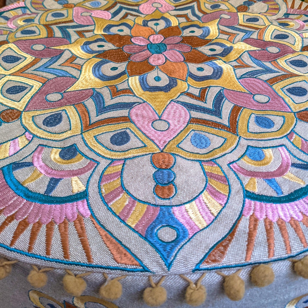 Bohemian Pouf Ottoman Cover -24x8 Inches - Luxury, Artisan Room Décor ...