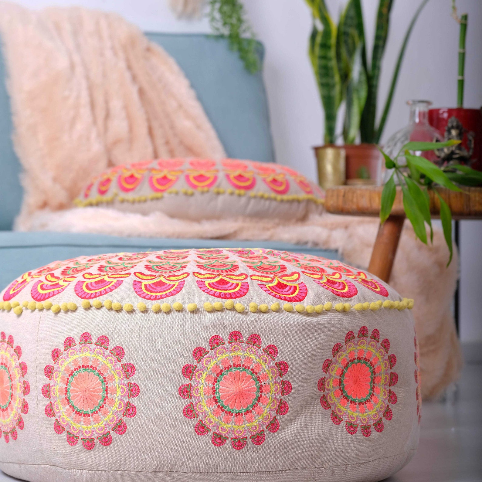 Bohemian Pouf Ottoman Cover Room Décor Pouffe for Meditation - Etsy