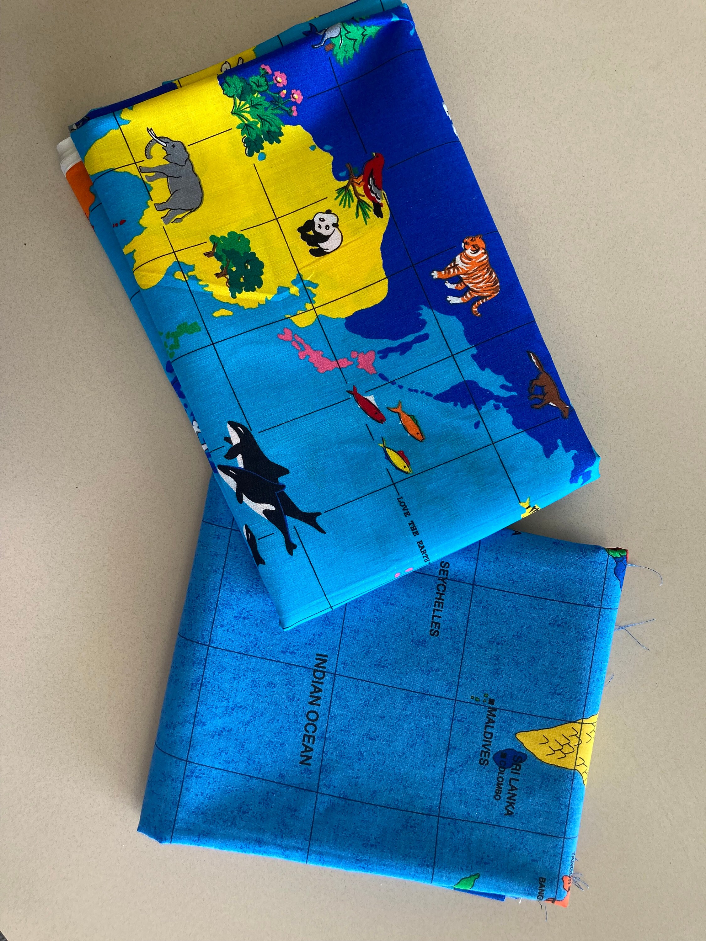 Map of the World Fabric Panel and Love the Earth Backing Quilt Set NEW ...