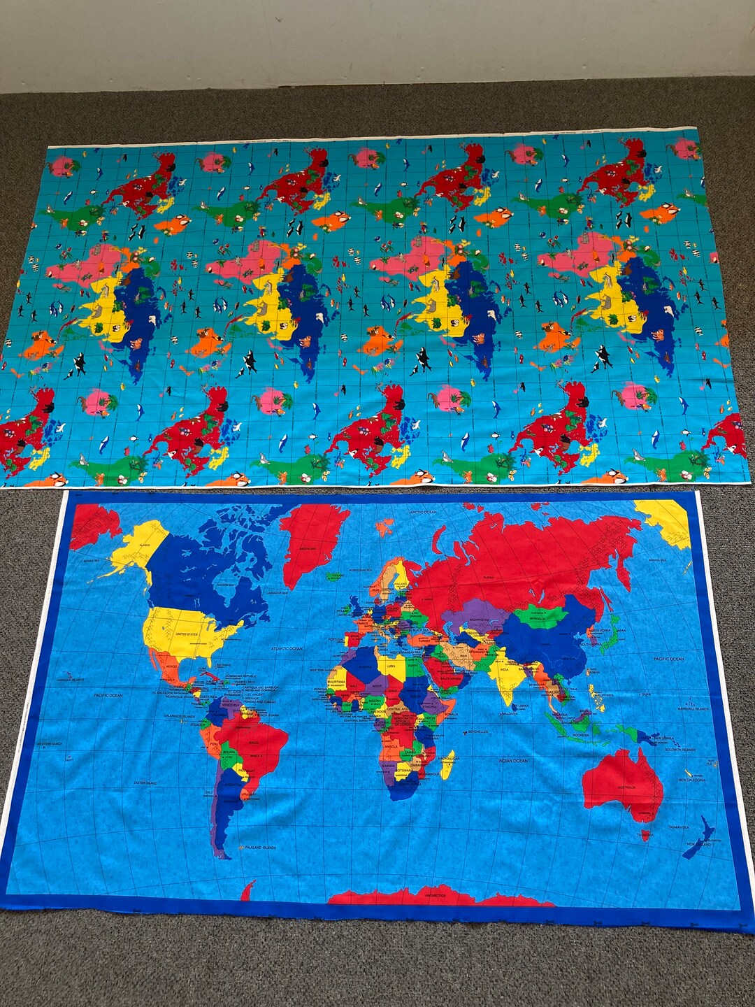 Map of the World Fabric Panel and Love the Earth Backing Quilt Set NEW ...