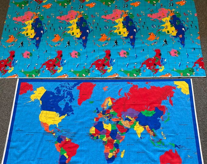 Map of the World Fabric Panel and Love the Earth Backing Quilt Set NEW ...