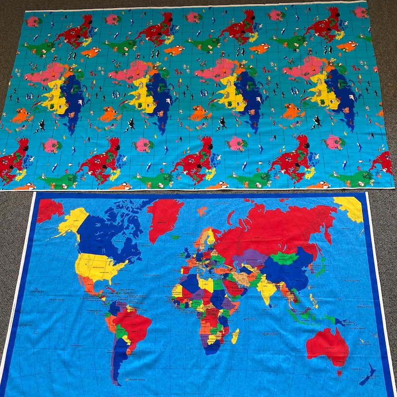 World Map Fabric - Etsy