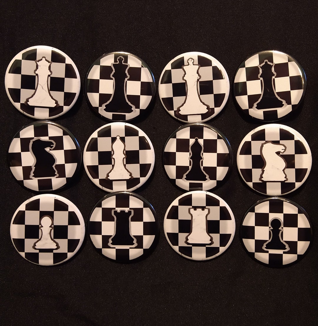 Classic Chess Badge Set single Purchase or Set of 12 Buttons - Etsy