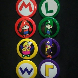 Mario Bros. Set single Purchase or Set of 8 Buttons Pinback - Etsy