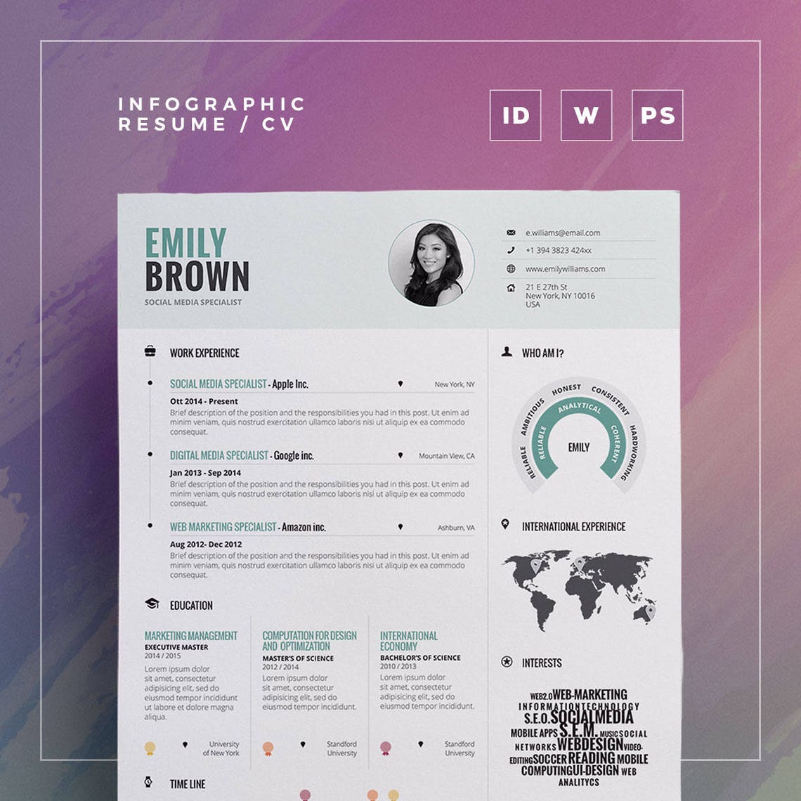 Infographic Resume Vol.1 | Word, Indesign and Photoshop Template ...