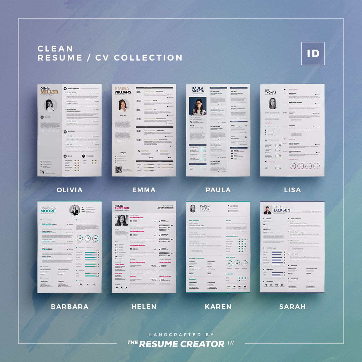 All-in-one Bundle - Indesign Edition | 20 Indesign Resume Templates ...