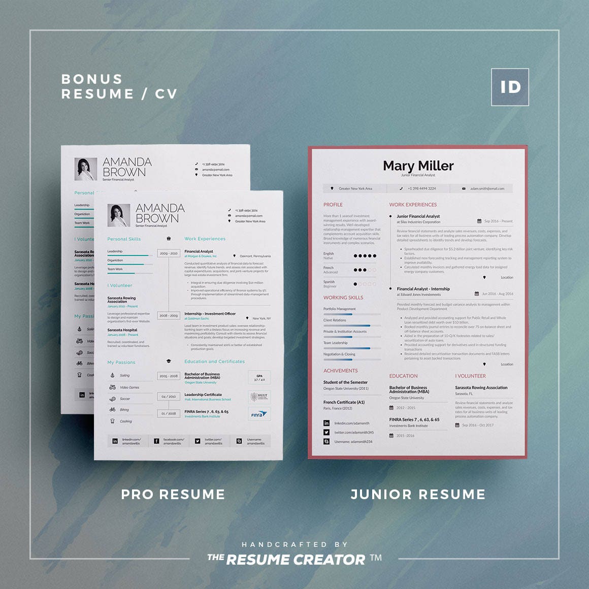 All-in-one Bundle - Indesign Edition | 20 Indesign Resume Templates ...