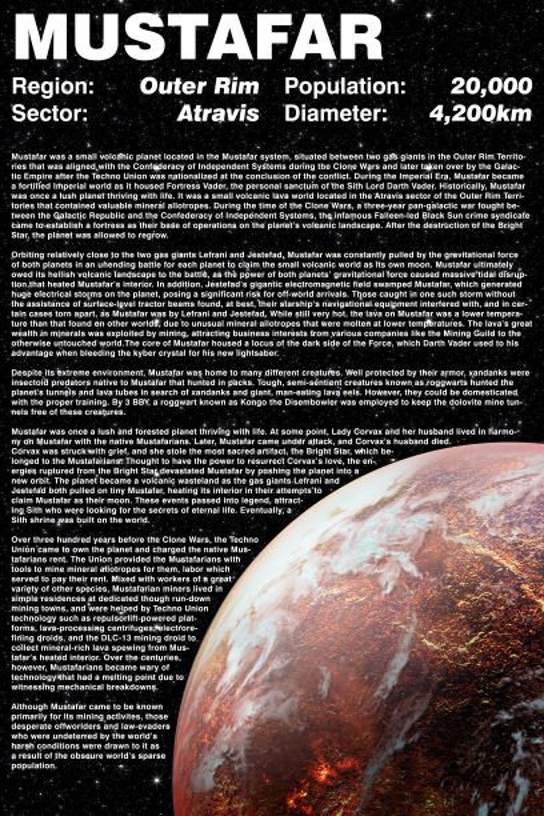 Mustafar Star Wars Poster - Etsy