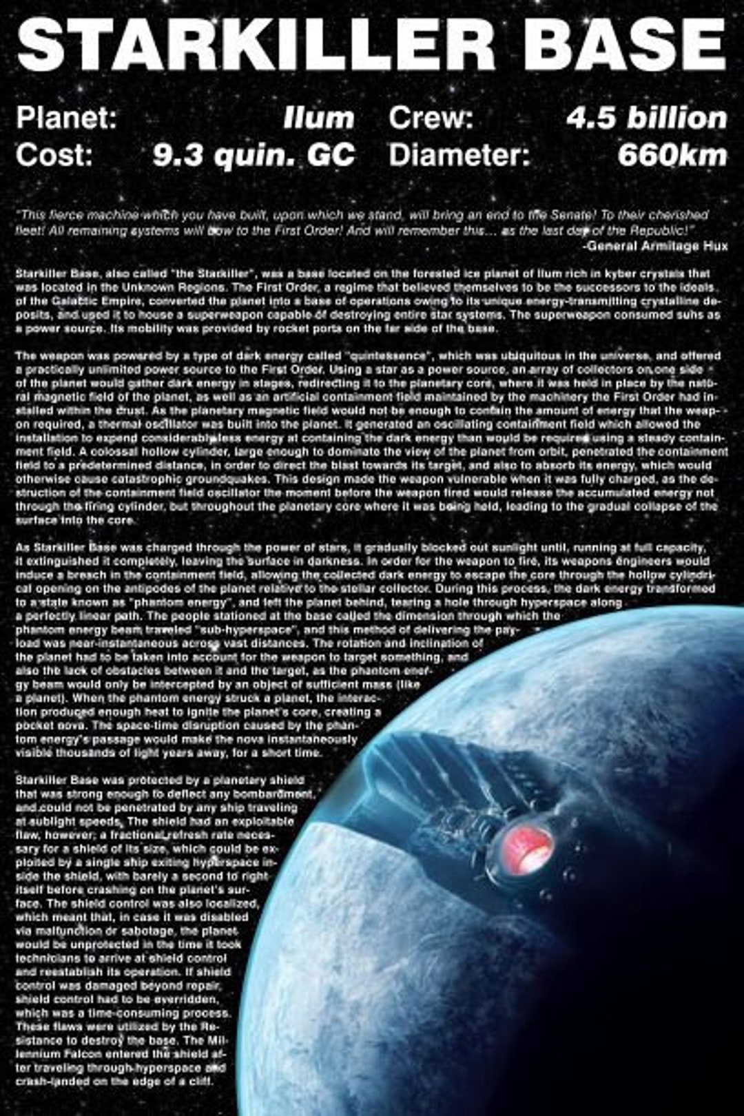 Starkiller Base Star Wars Poster - Etsy