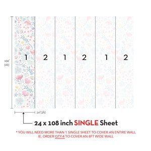 Whimsy Floral Watercolor Mural Wallpaper, Pink Blue, Wall Mural - Etsy