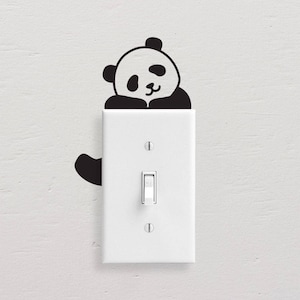 Panda Wall Decals, Panda Light Switch Decal, Simple Panda Vinyl Wall ...
