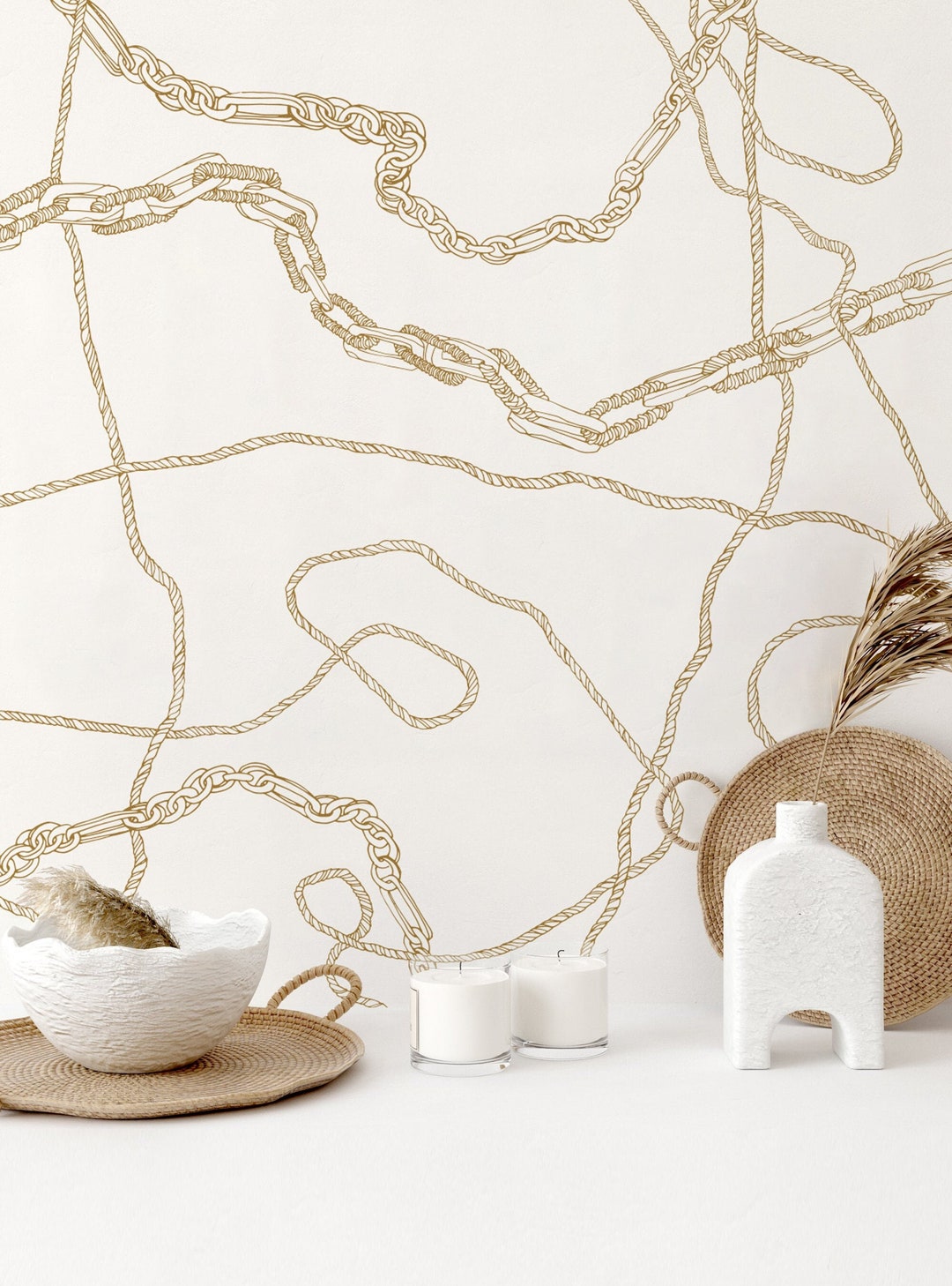 Elegant Ropes and Chains, Gold, Wall Mural - Etsy