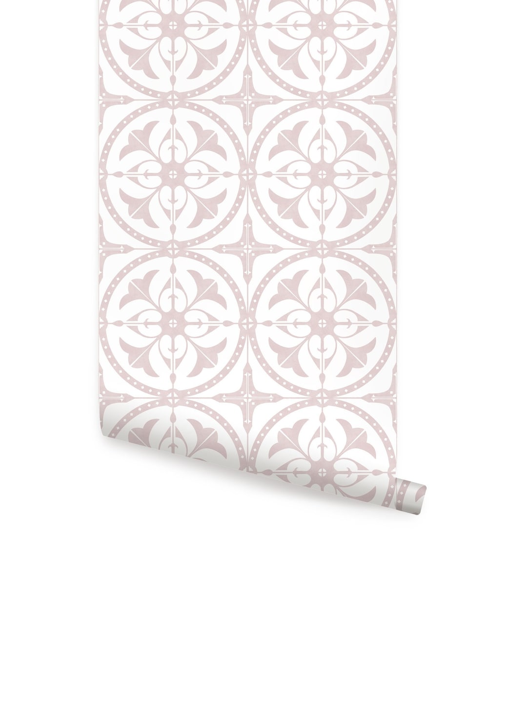 Round Moroccan Tile Pink , Wallpaper - Etsy