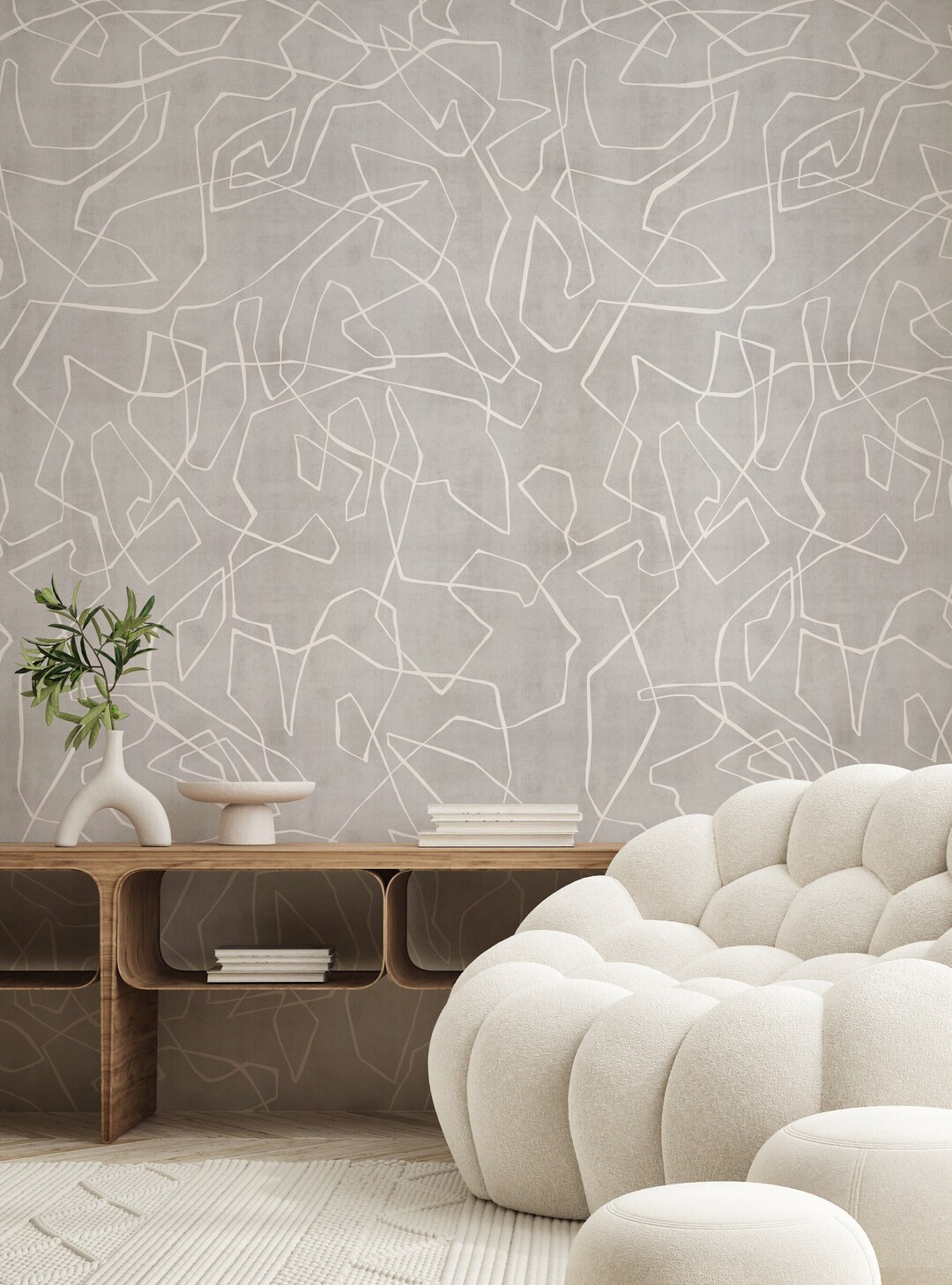Buy Entangled Lines Textured Look Background Mural Wallpaper, Grey ...