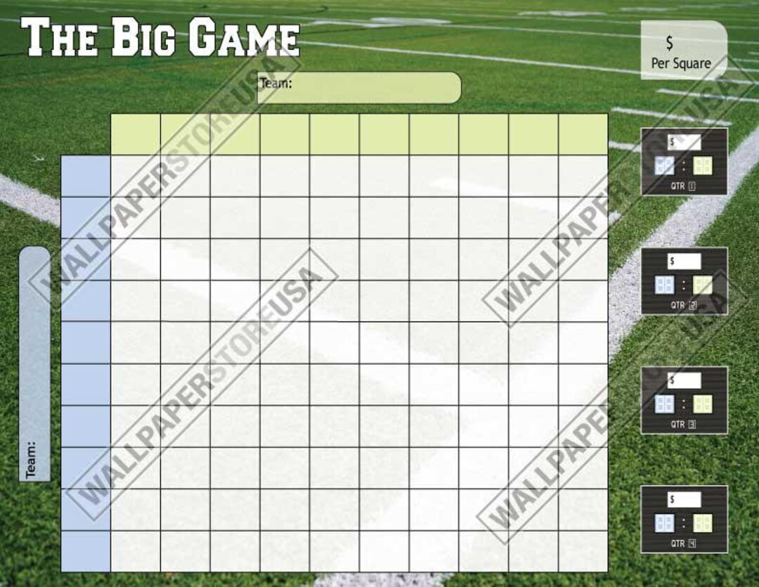 Reusable Football Squares Poster – Peel & Stick Game Day Chart - Office ...
