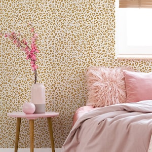 Animal Print Leopard Wallpaper, Gold, Peel and Stick Wallpaper - Etsy