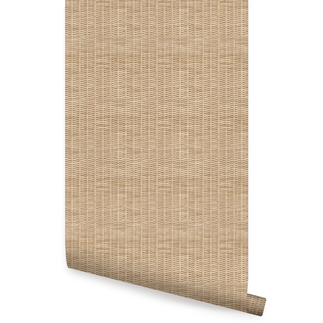 Rattan Weave Look, Natural, Wallpaper - Etsy