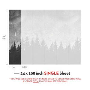 Forest Trees Night Scene Mural Wallpaper: Black & White Wall Art - Etsy