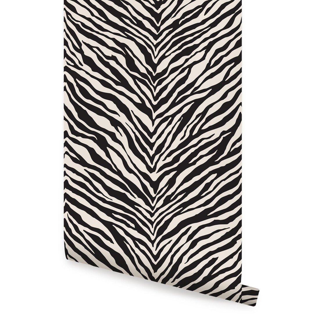 Zebra Print Wallpaper, Black, Wallpaper - Etsy
