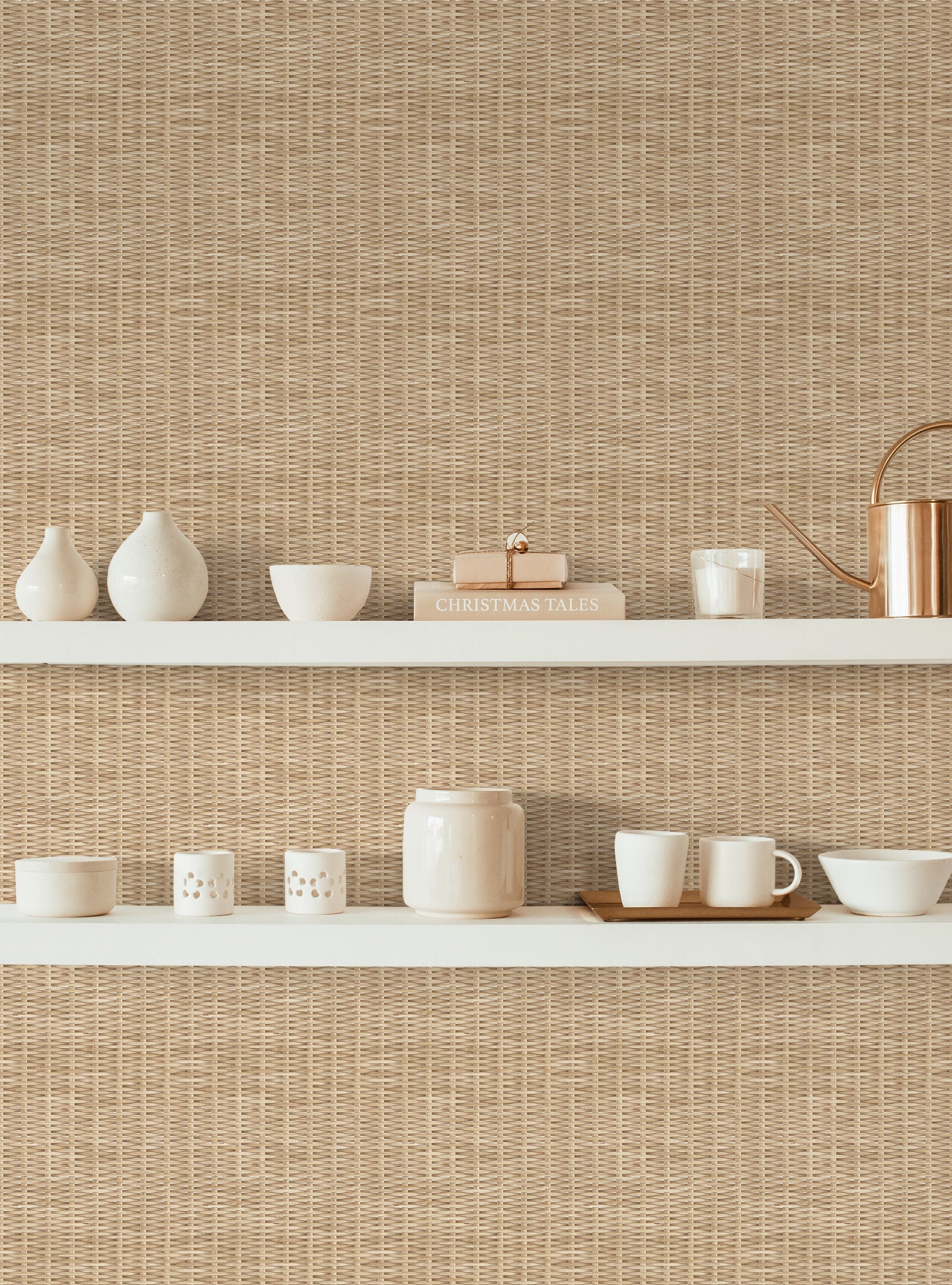 Rattan Weave Look Wallpaper, Natural, Peel and Stick or Traditional ...