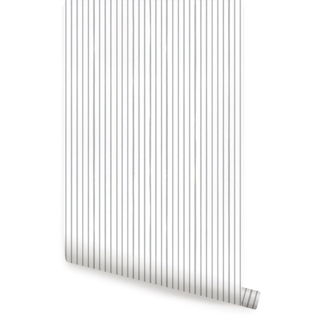 Painted Vertical Lines, Grey, Wallpaper - Etsy