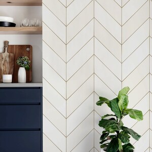 Gold Lines Chevron Wallpaper, Off-white, Wallpaper - Etsy