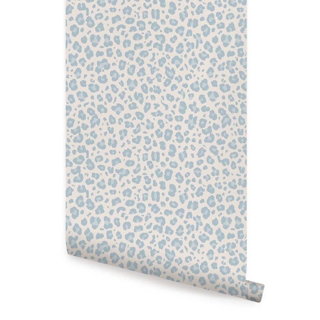 Animal Print Leopard Wallpaper, Light Blue, Wallpaper - Etsy