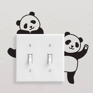 Panda Wall Decals, Panda Light Switch Decal, Simple Panda Vinyl Wall ...