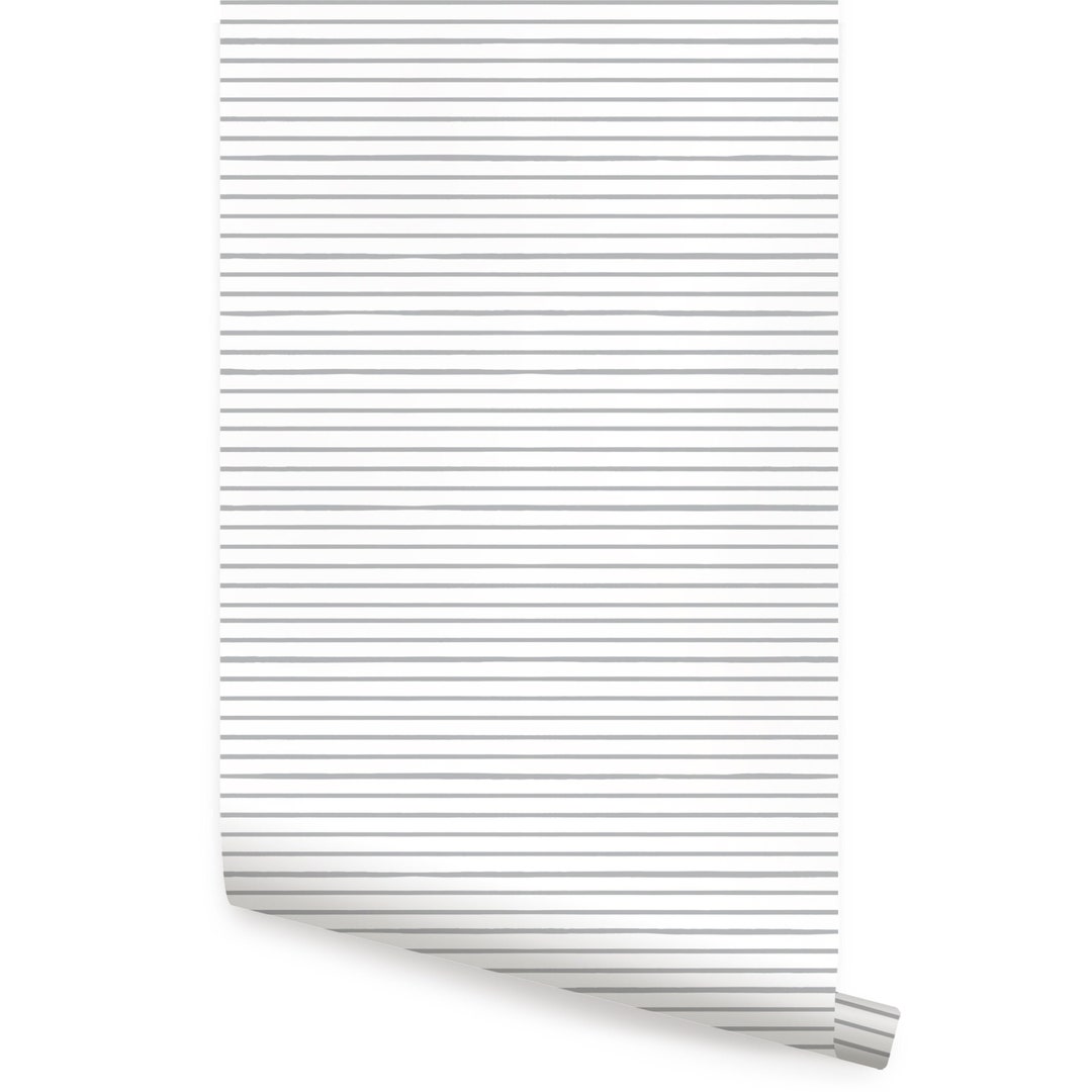 Painted Horizontal Lines, Grey, Wallpaper - Etsy