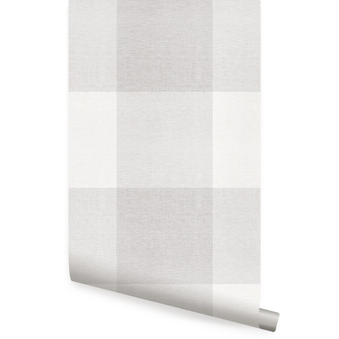 Checkered Fabric Look Large Wallpaper, Grey, Wallpaper - Etsy
