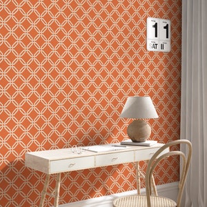 Octagon Links, Brick Orange, Wallpaper - Etsy