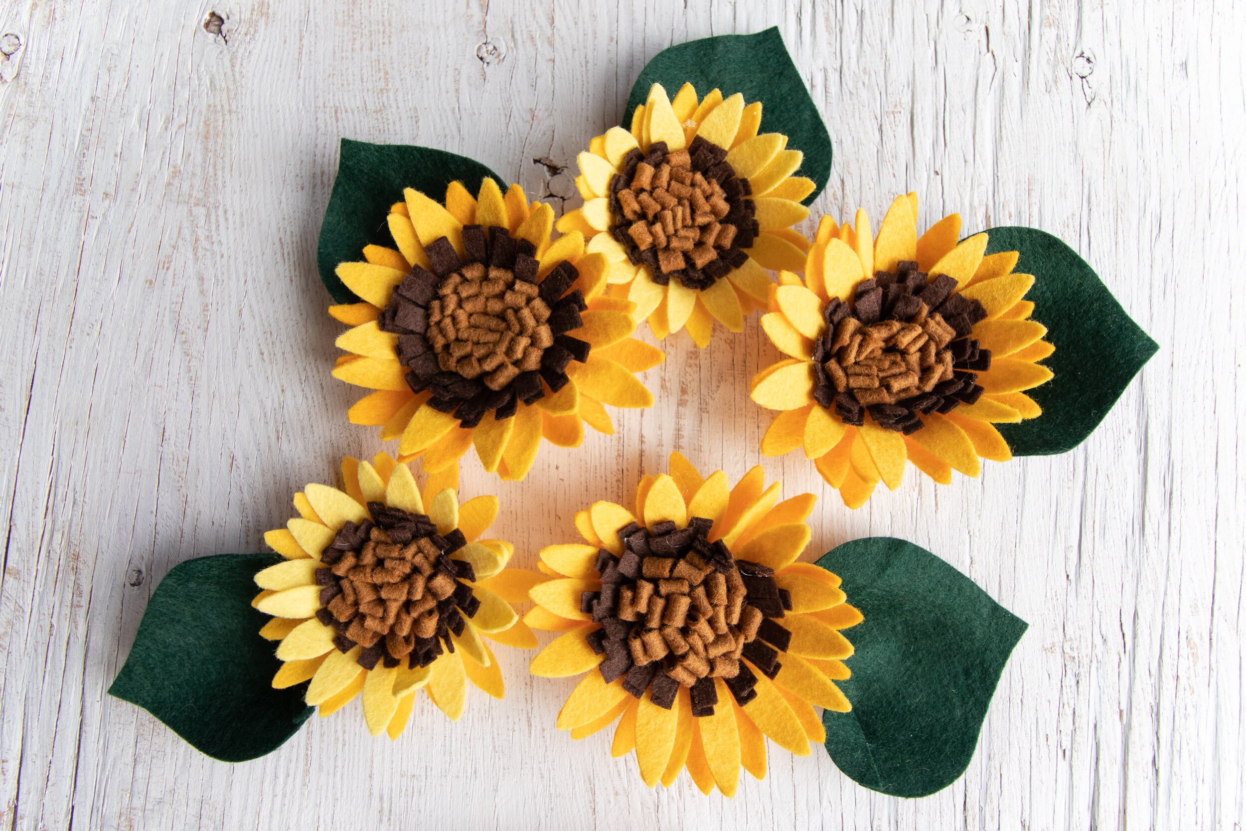 Sunflower Felt Flower PATTERN Template No-sew 2 Sizes - Etsy