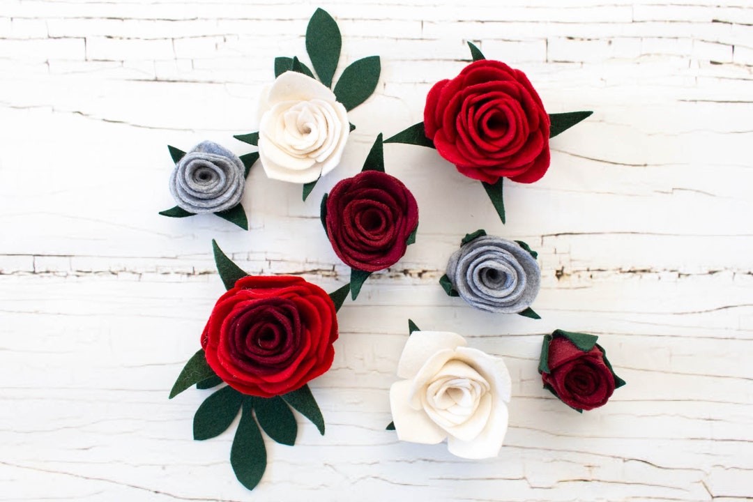 Roses Felt Flower PATTERN Template With Photo Tutorial; No-sew Felt ...