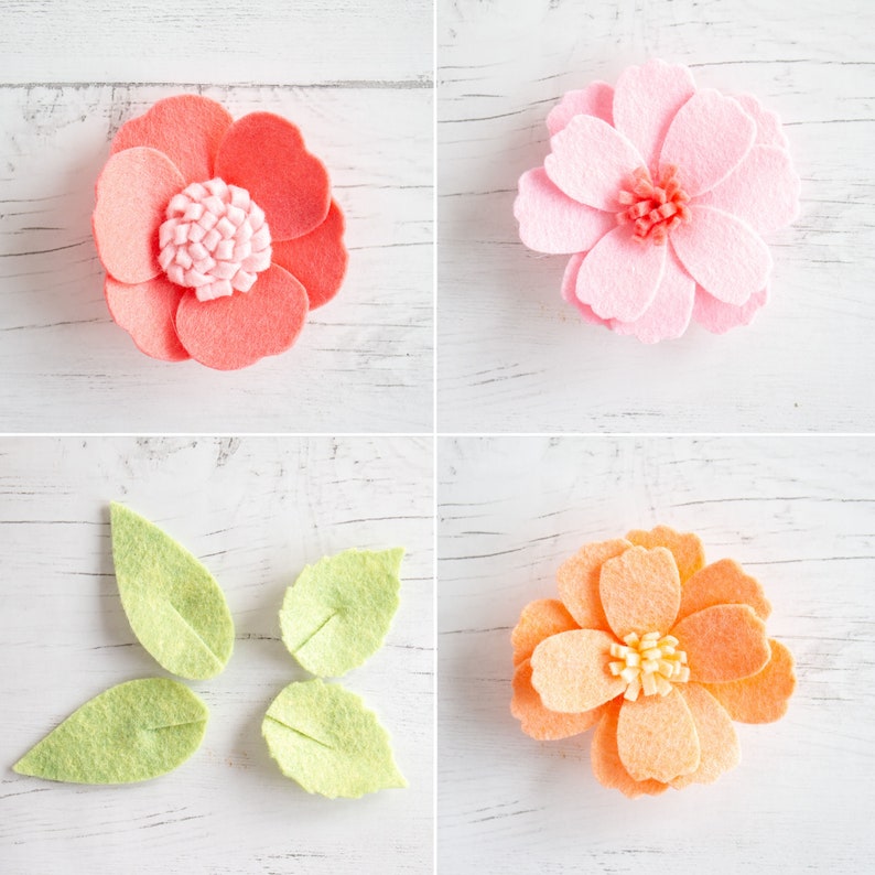 Felt Flower PATTERNS Template 5 No-sew Felt or Paper Flowers - Etsy New ...