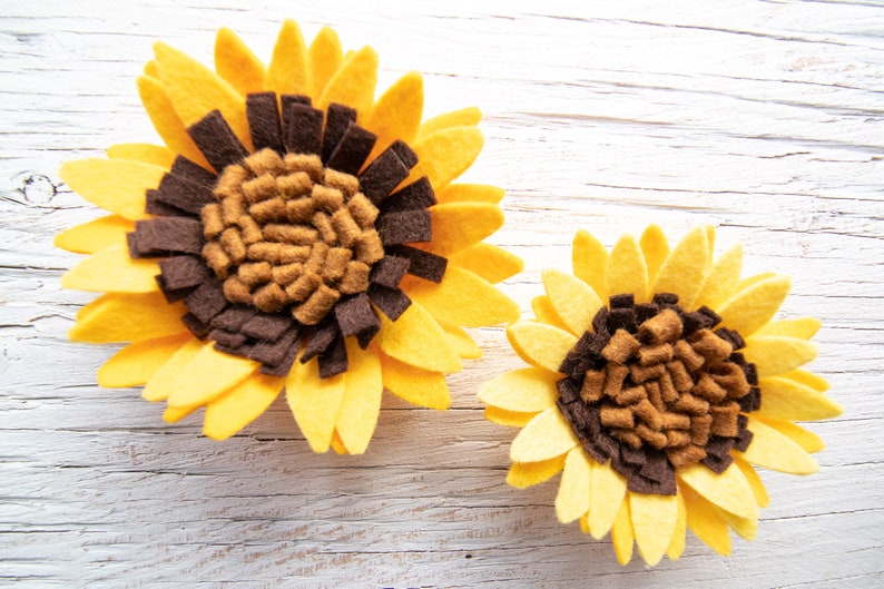 Sunflower Felt Flower PATTERN Template No-sew 2 Sizes - Etsy
