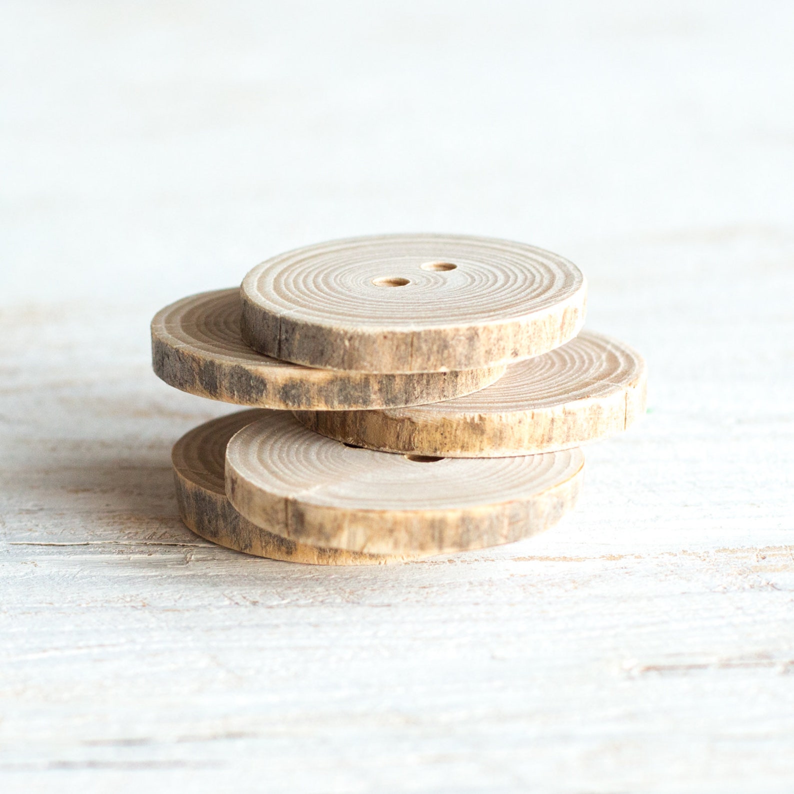 5 Beautiful Handmade Wood Buttons, Round Driftwood Buttons for Sewing ...