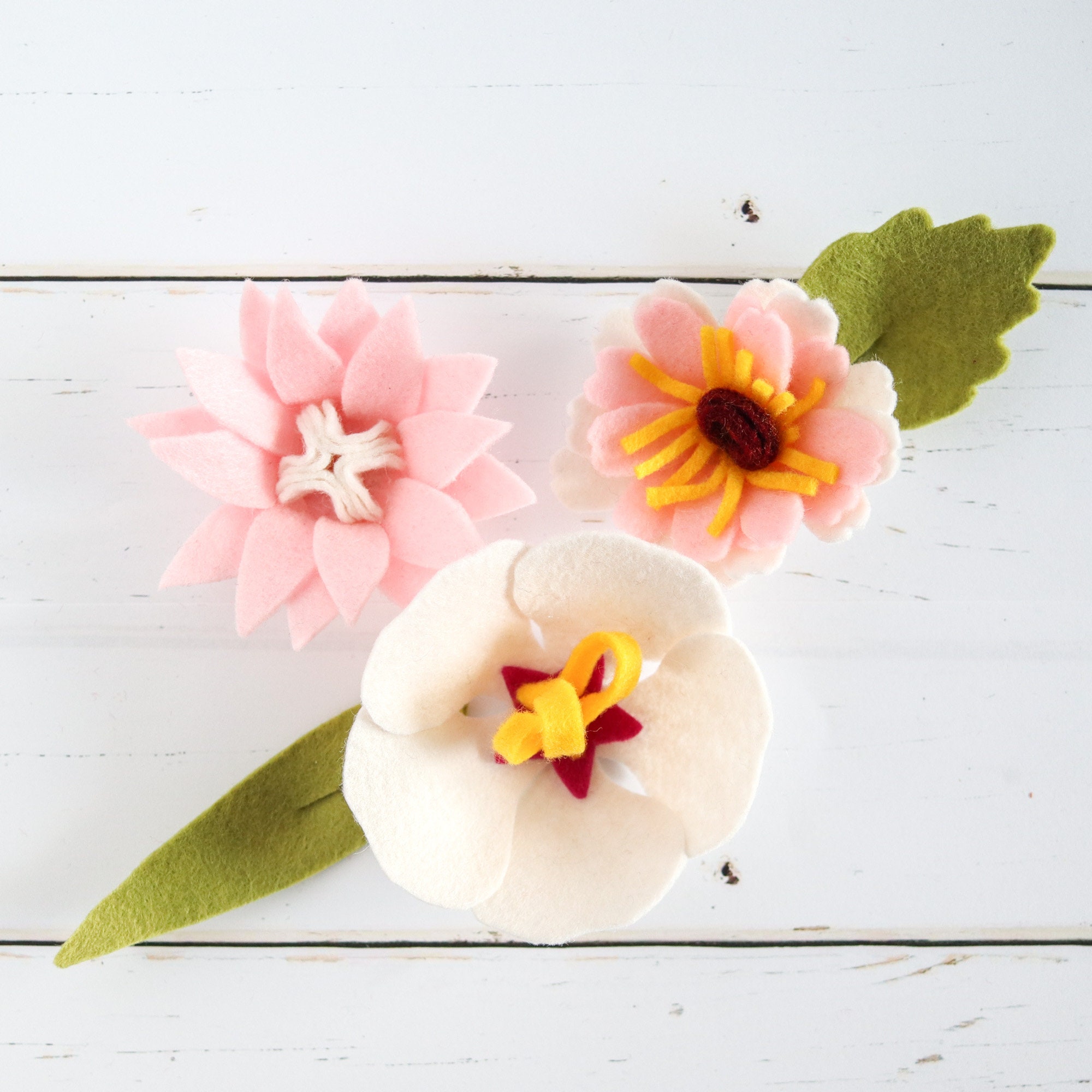 Felt Flower PATTERNS Template 3 5 No-sew Felt or Paper - Etsy