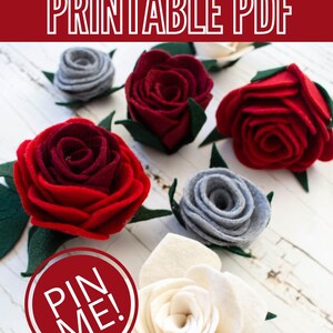 Roses Felt Flower PATTERN Template With Photo Tutorial; No-sew Felt ...