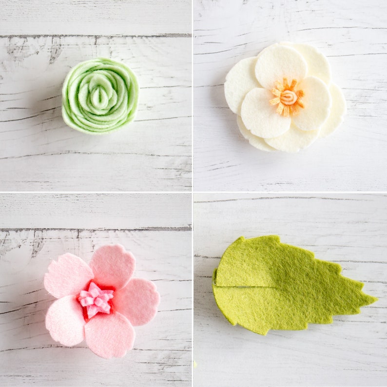 Felt Flower PATTERNS Template 5 No-sew Felt or Paper Flowers - Etsy New ...