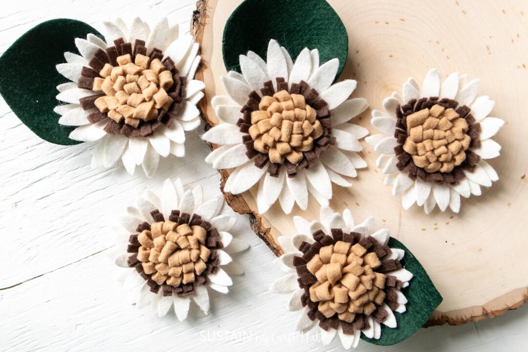 Sunflower Felt Flower PATTERN Template | No-sew | 2 Sizes | Pattern PDF ...