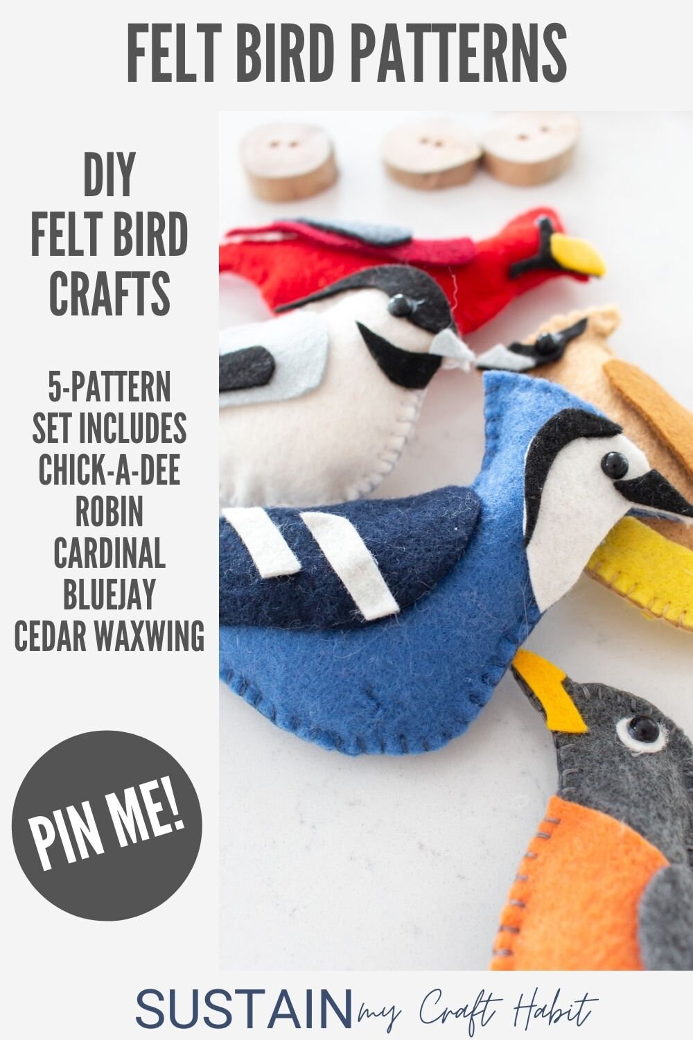 Felt Bird Patterns SVG PDF PNG Digital Cut File Printable - Etsy