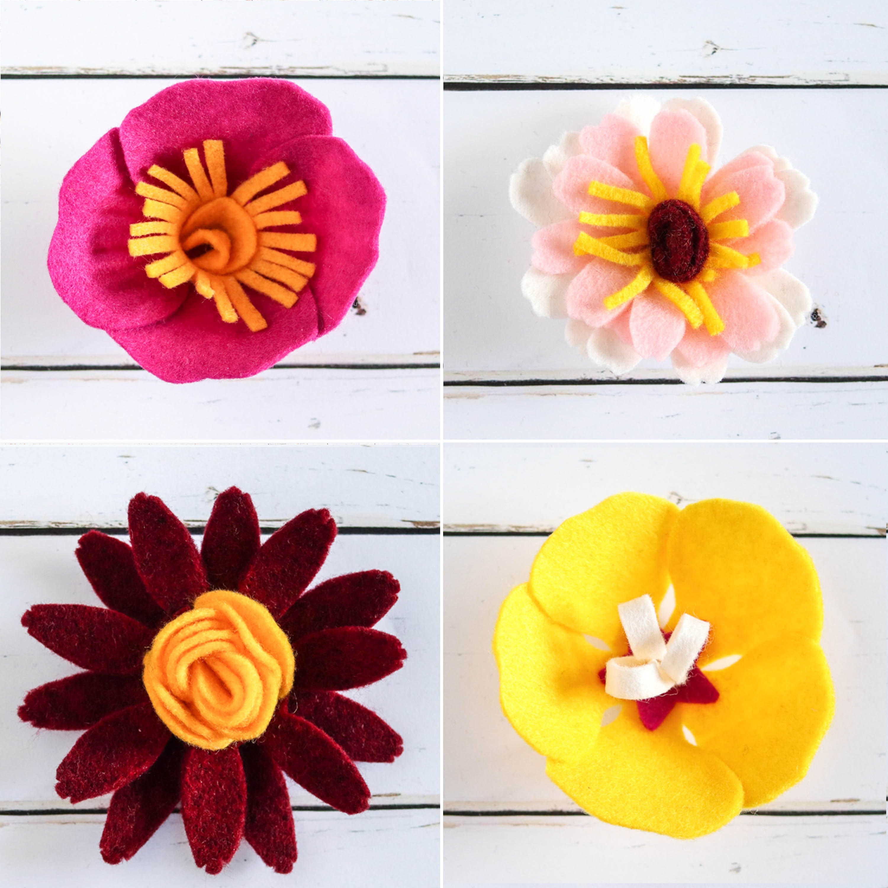 Felt Flower PATTERNS Template 3 5 No-sew Felt or Paper - Etsy