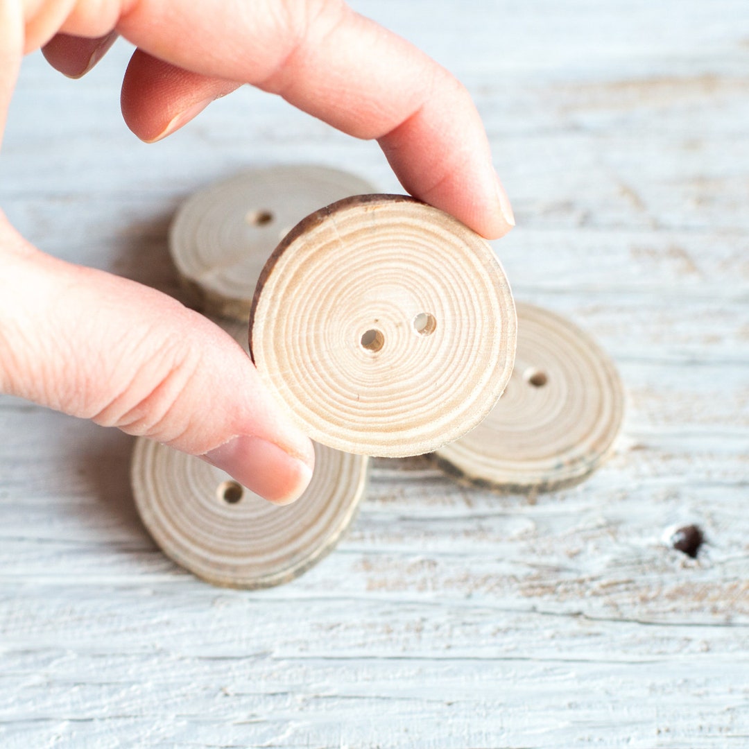 5 Beautiful Handmade Wood Buttons, Round Driftwood Buttons for Sewing ...