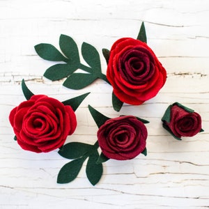 Roses Felt Flower PATTERN Template With Photo Tutorial; No-sew Felt ...