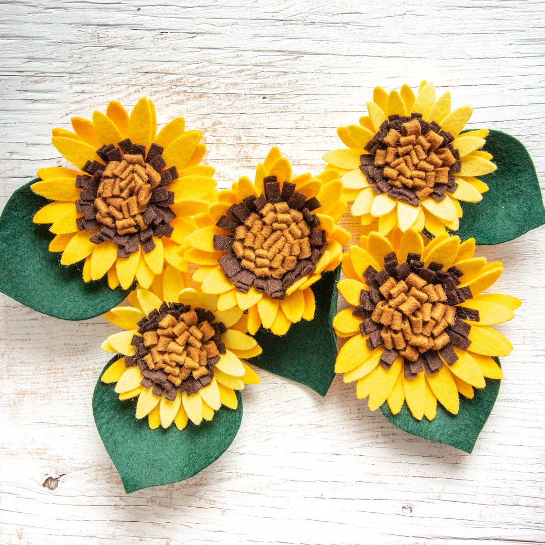 Sunflower Felt Flower PATTERN Template;no-sew Felt; Includes 2 Sizes ...