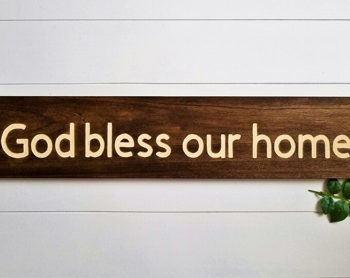 Hand Carved Wood Sign, God Bless Our Home, New Home Housewarming Gift ...